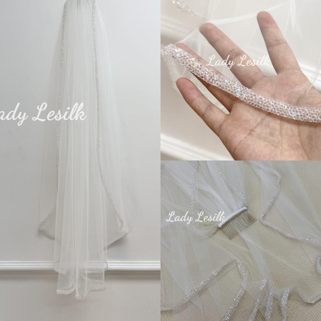 White Bridal Veil,unique Veil,shimmery Bridal Veil,ivory Wedding Veil ...