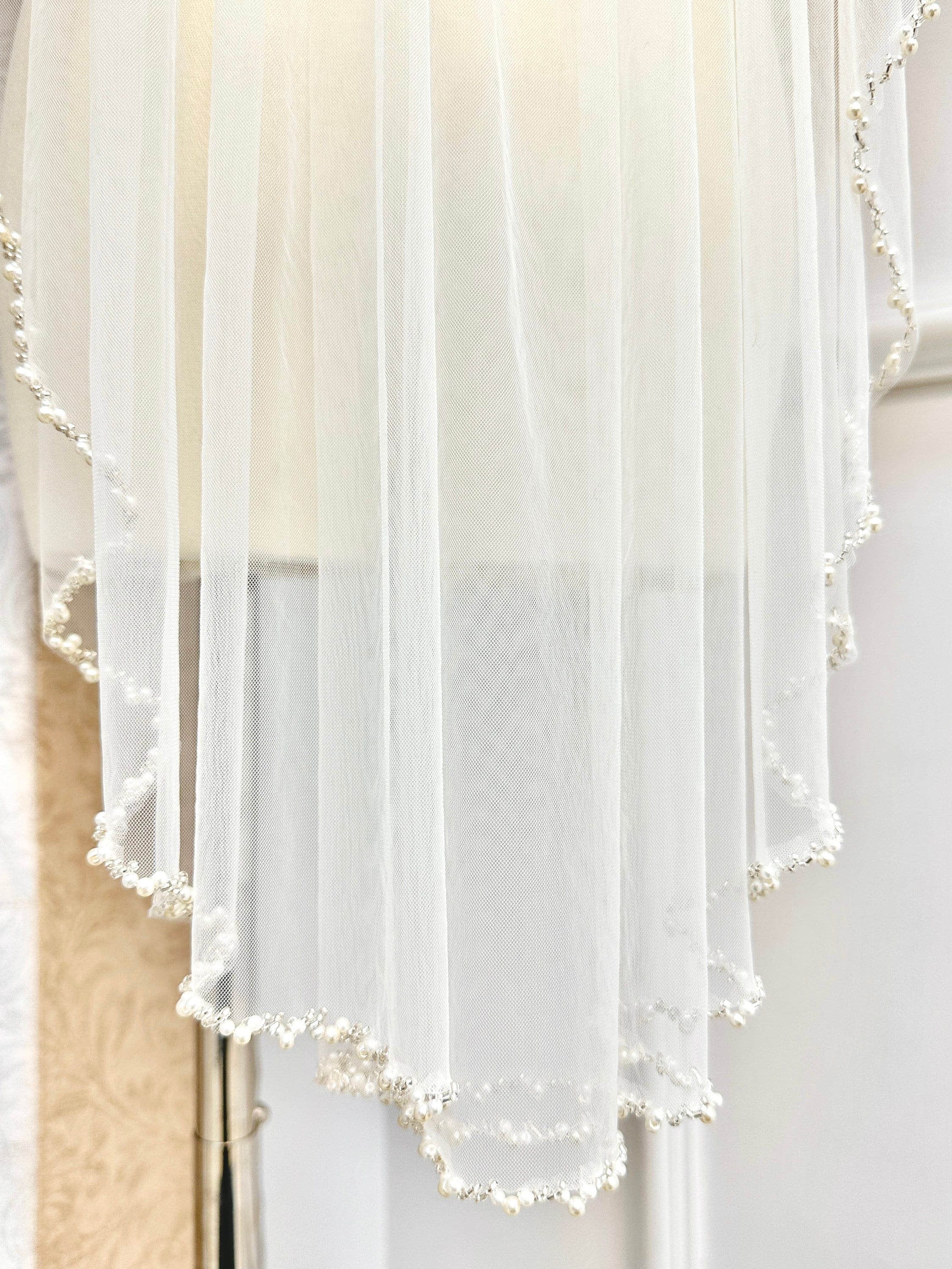 Hand Beaded Veilpearl Wedding Veil1tier Bridal Veilblack - Etsy