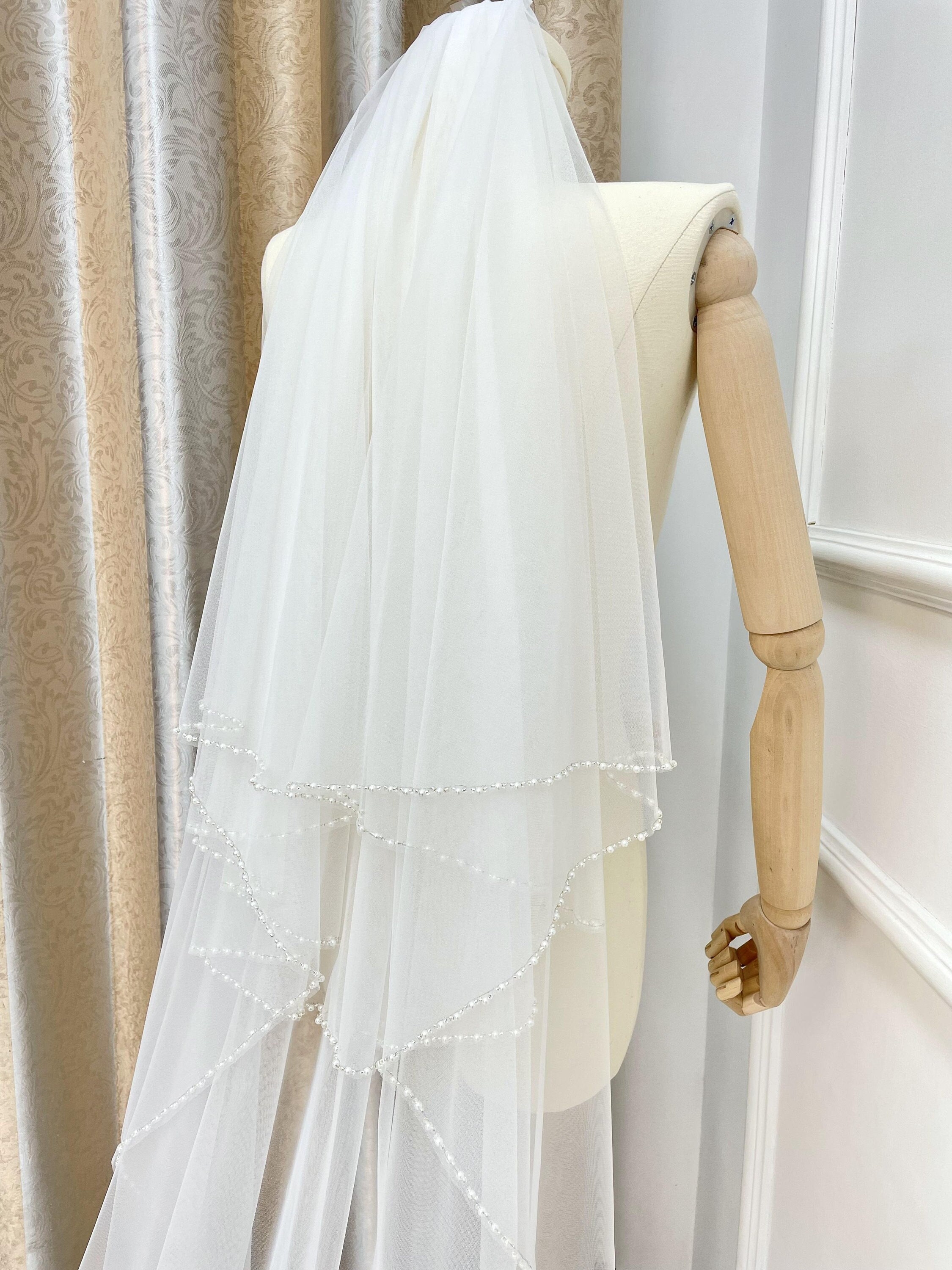 Pearl Wedding Veil,beaded Wedding Veil,2tier Blusher Veil,blusher Ridal ...