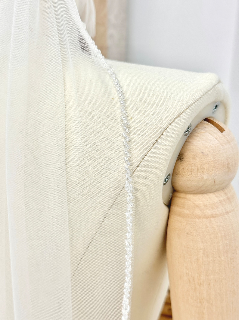 Beaded Veil,crystal Wedding Veil,beaded Bridal Veil,1 Layer Veil,ivory ...