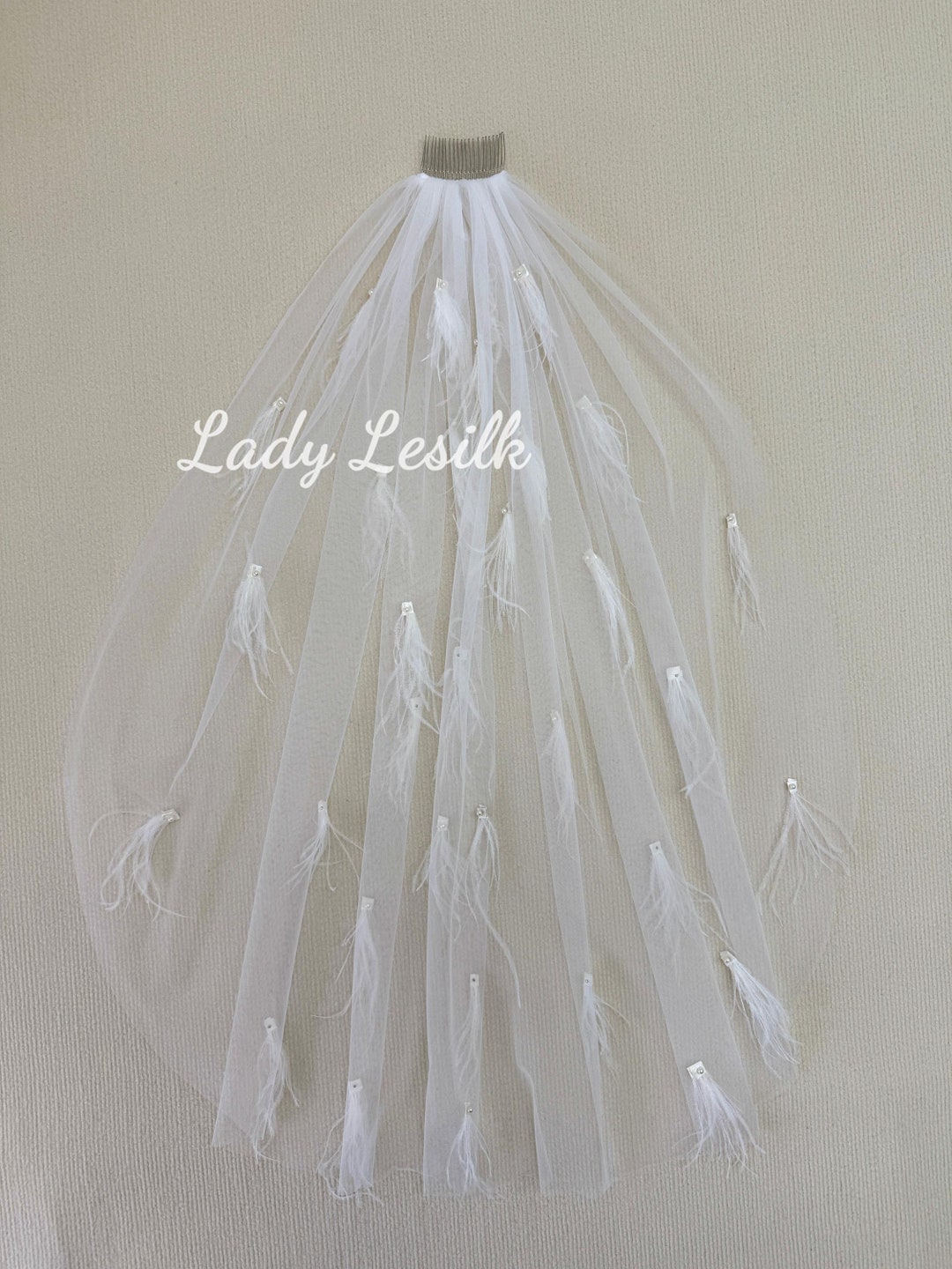 Feather Flowing Veil,pearl Bridal Veil,unique Wedding Veil,cathedral ...