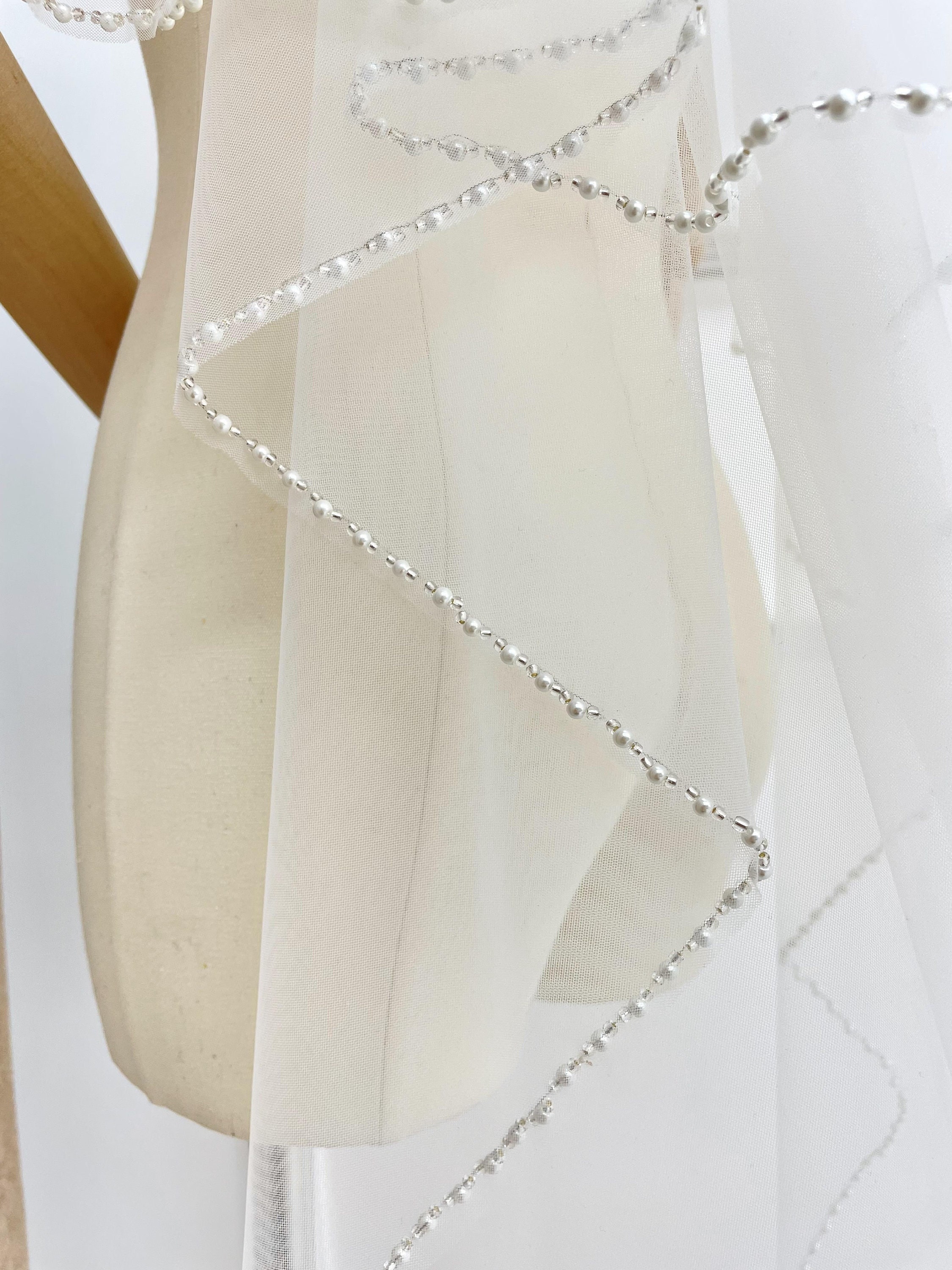 Pearl Wedding Veil,beaded Wedding Veil,2tier Blusher Veil,blusher Ridal ...
