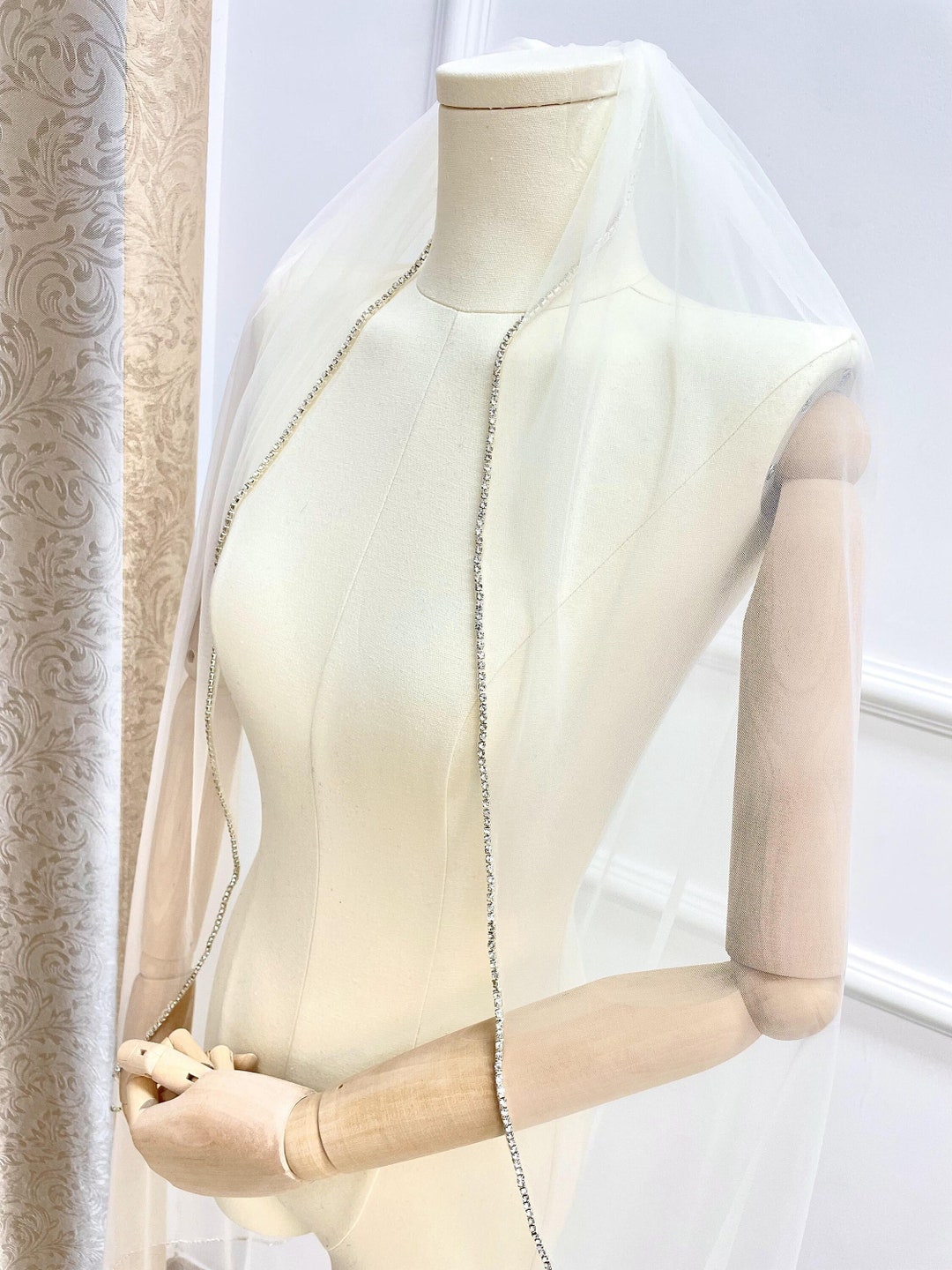 Glitter Wedding Veil,rhinestone Veil,shiny Bridal Veil,soft Tulle Veil ...