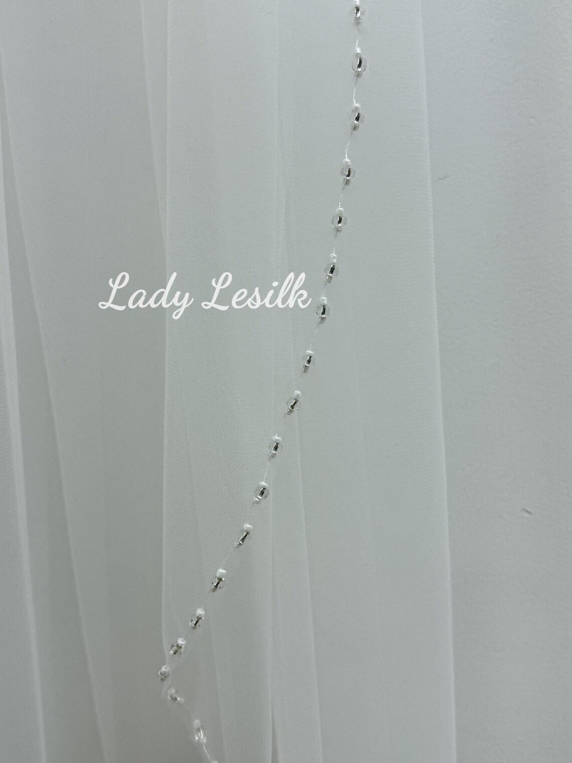 Beaded Bridal Veil,ivory Beaded Wedding Veil,single Layer Veil,beaded ...