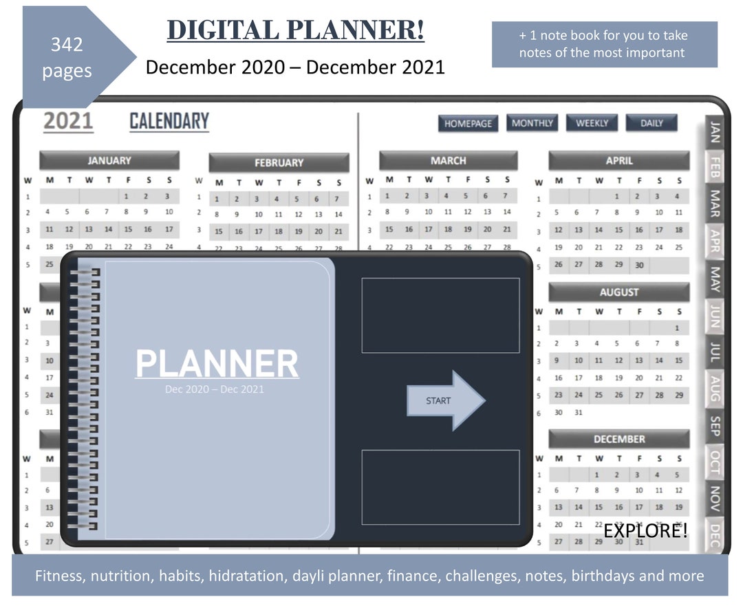 Digital Planner for Android and Ios. Contains Monthly, Weekly and Daily ...