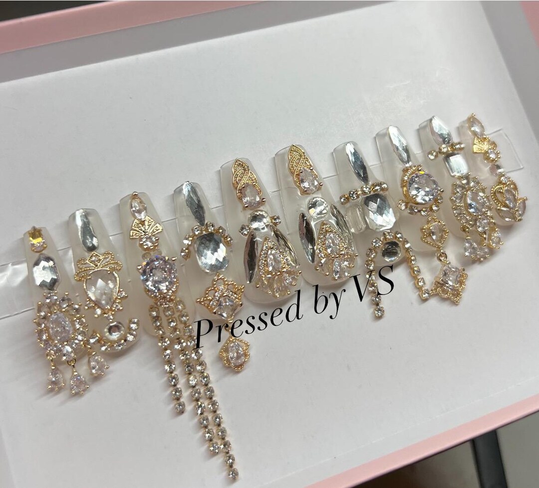 Seasons Diamond Press on Nails, Press On, Nails, Diamonds, Stiletto ...