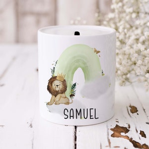 Personalised Safari Jungle Money Box, Lion Ceramic Money Box, Elephant ...
