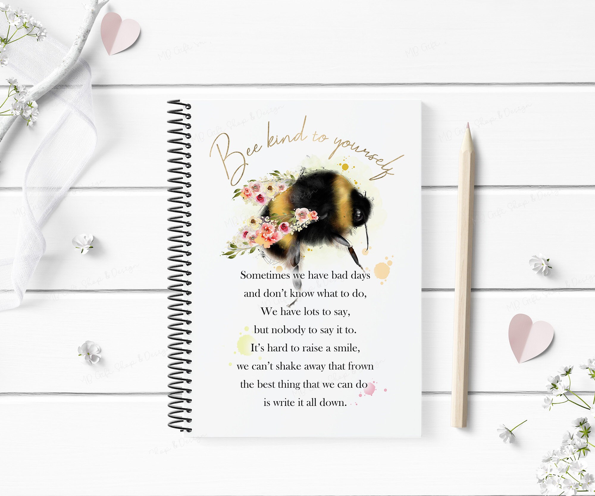 Personalised A5 notepad Bee notebook Positivity bumble bee | Etsy
