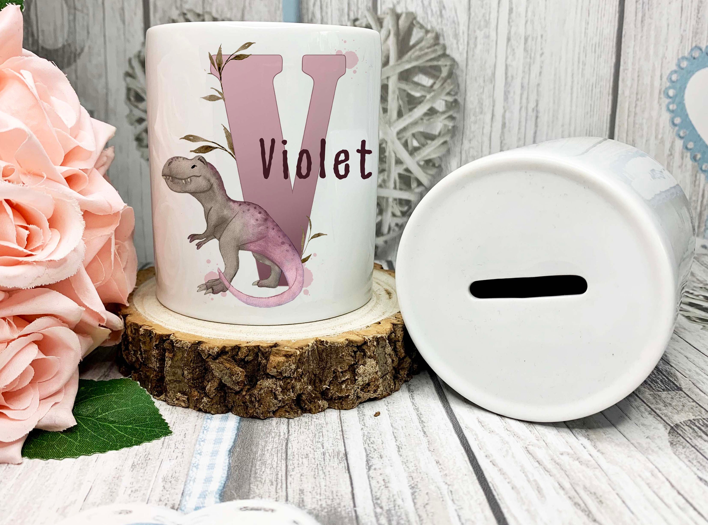 Personalised Dinosaur Money Box, T-rex Ceramic Money Box, Dinosaur Gift ...