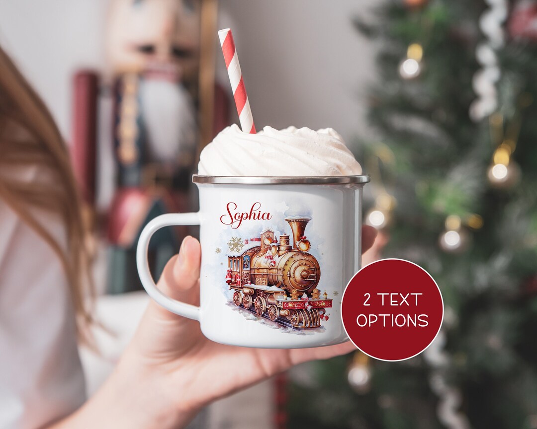 Personalised Christmas Mug, Hot Chocolate Mug, Christmas Eve Train Tin ...