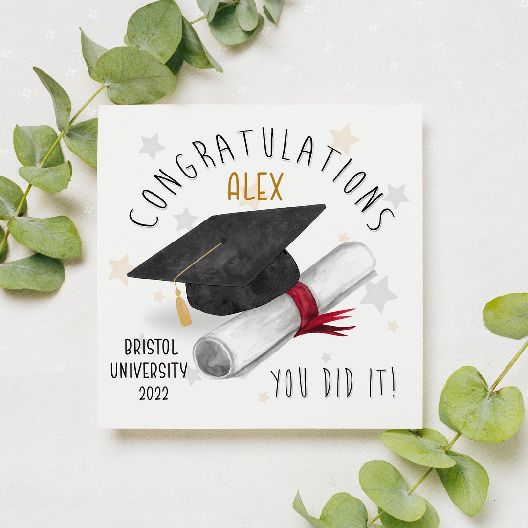 Graduation Card, Congratulations, Personalised Card, End of School Gift ...