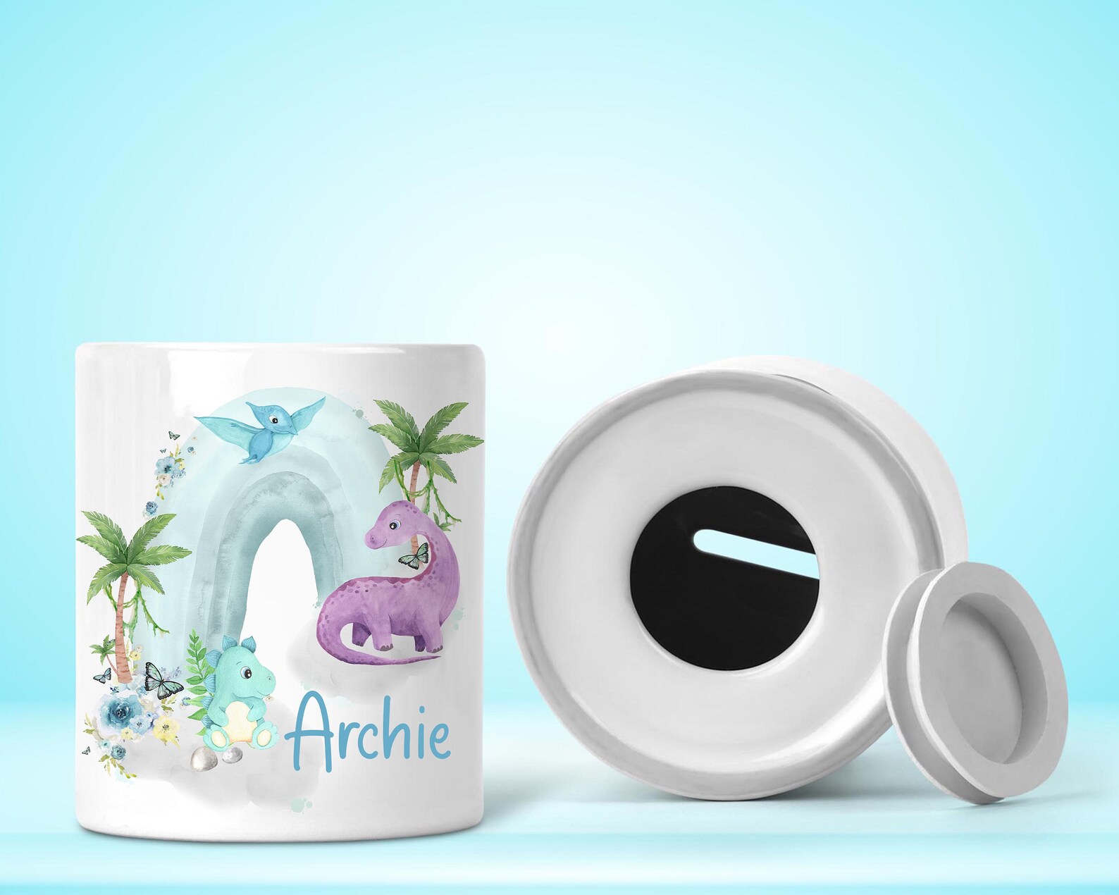 Personalised Dinosaur Money Box, Piggy Bank, Gift for Kids, Money Fund ...