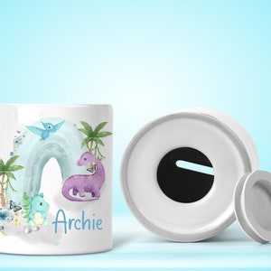 Personalised Dinosaur Money Box, Piggy Bank, Gift for Kids, Money Fund ...