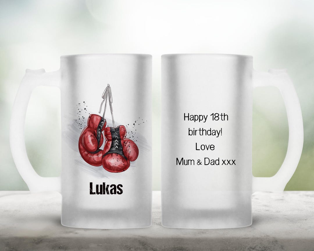 Personalised Boxing Beer Glass Gift, Boxer Frosted Beer Stein, Father's ...