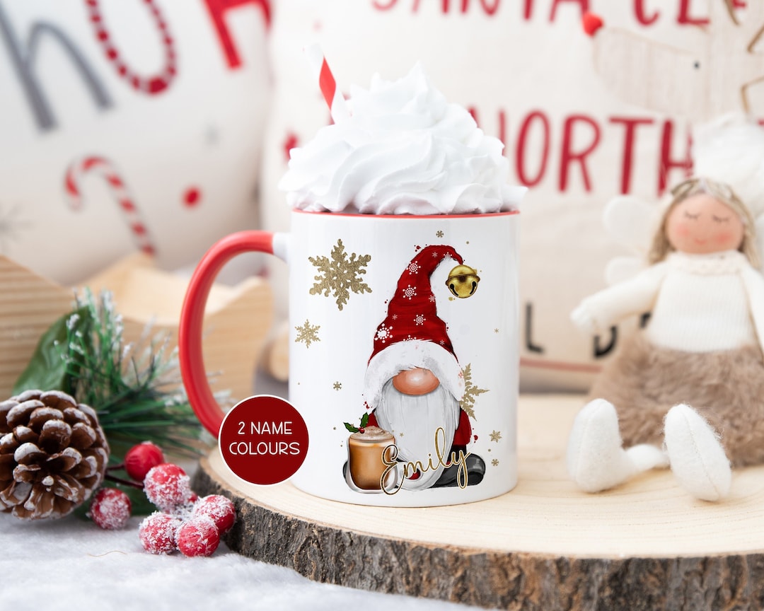 Personalised Gonk Mug, Christmas Red Gnome Mug, Xmas Hot Chocolate Gift ...