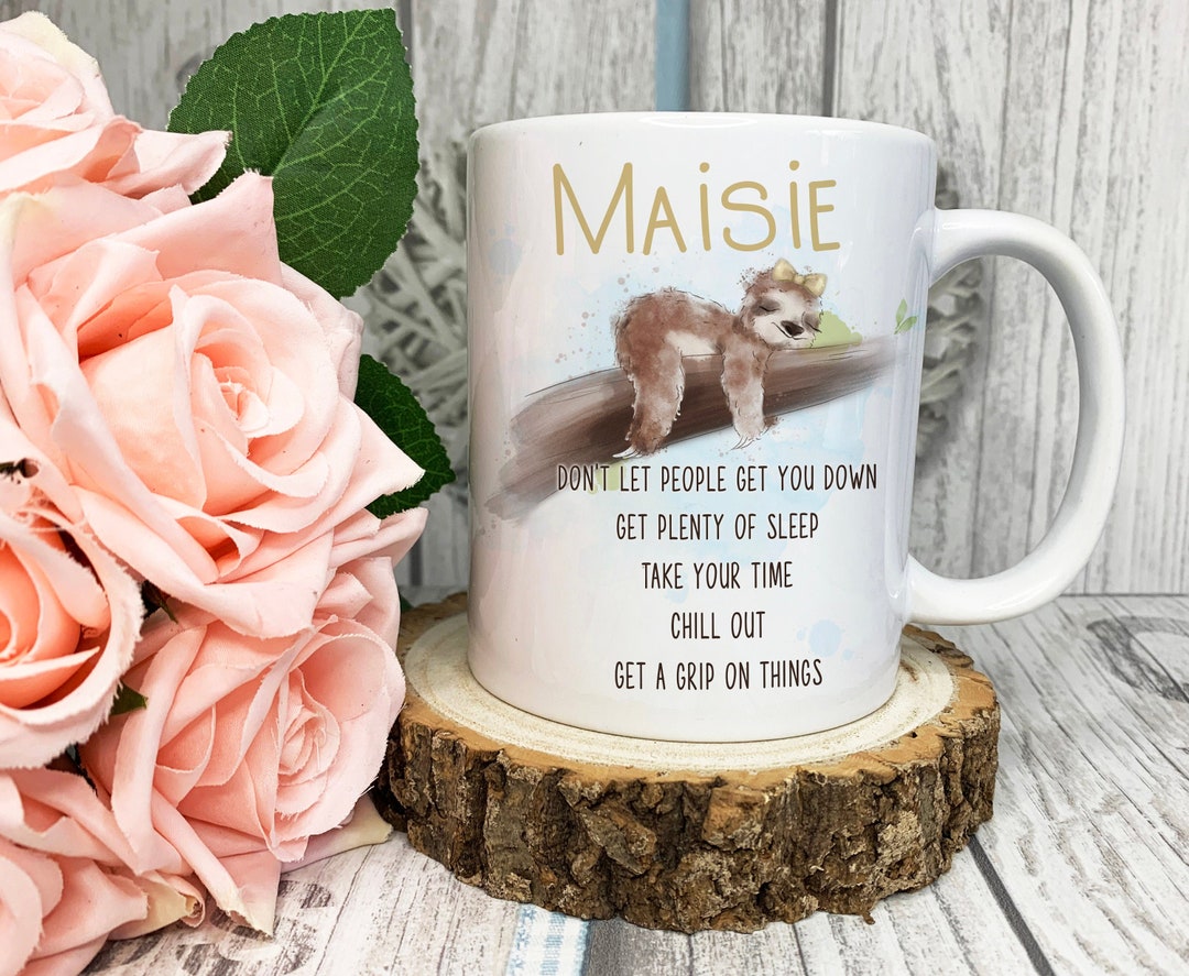 Personalised Cute Sloth Girl Mug With Fully Editable Text ...