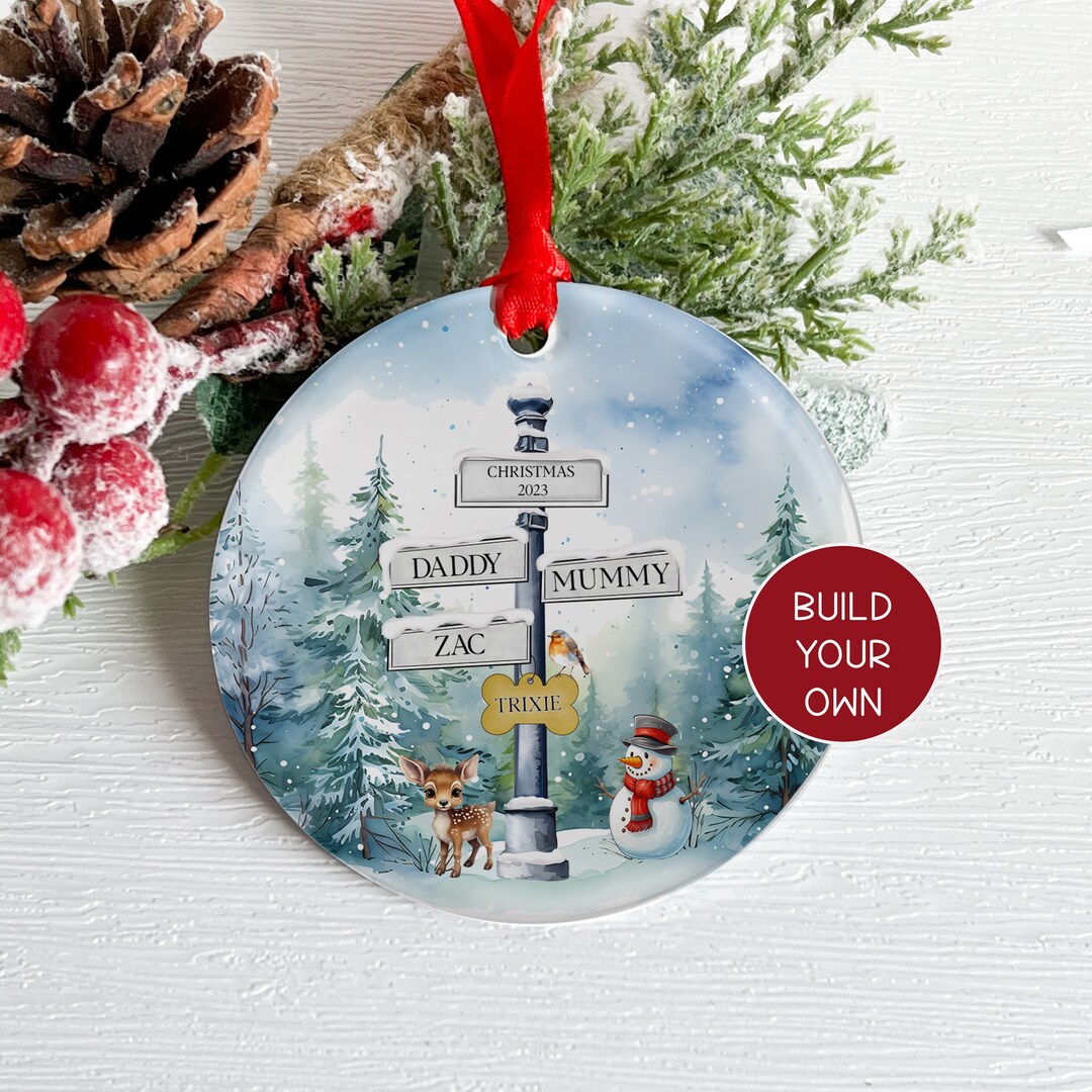 Personalised Christmas Sign Post Ornament, Acrylic Glass Effect Hanging ...
