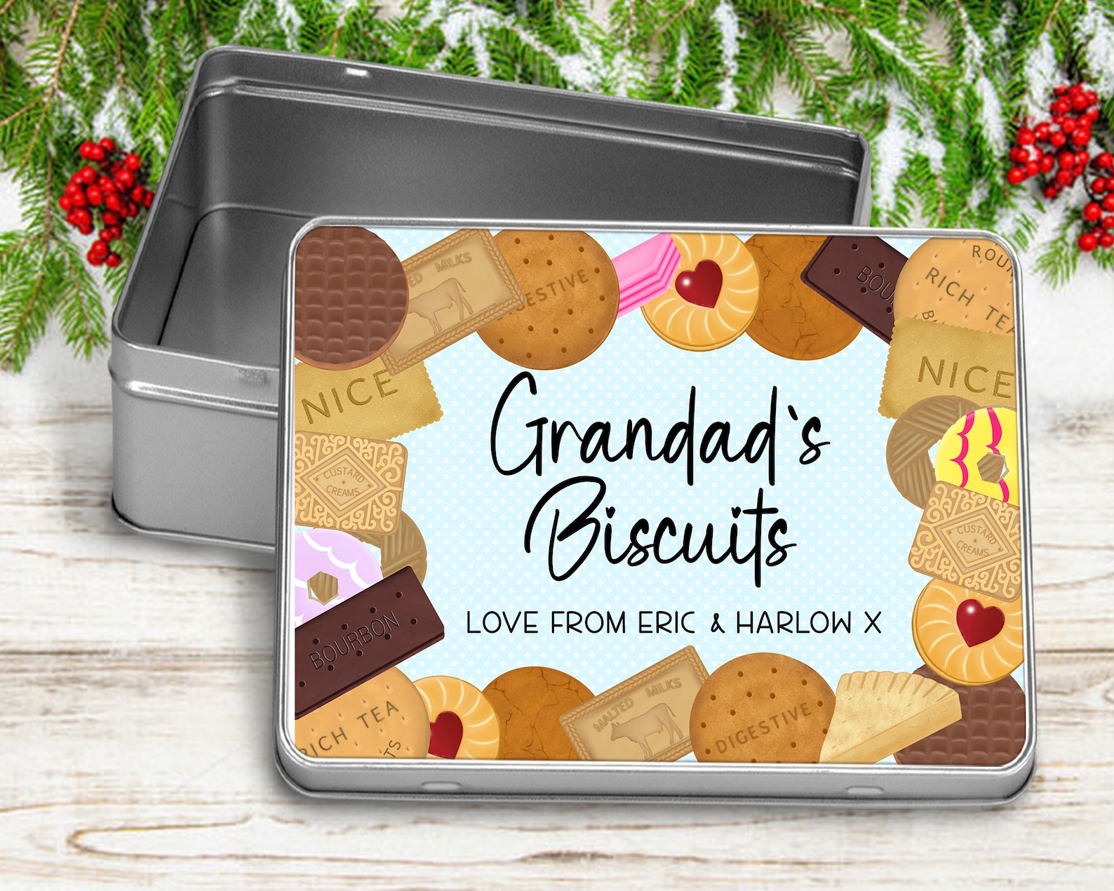 Personalised Biscuit Tin Christmas Cookies Treat Tin for - Etsy UK