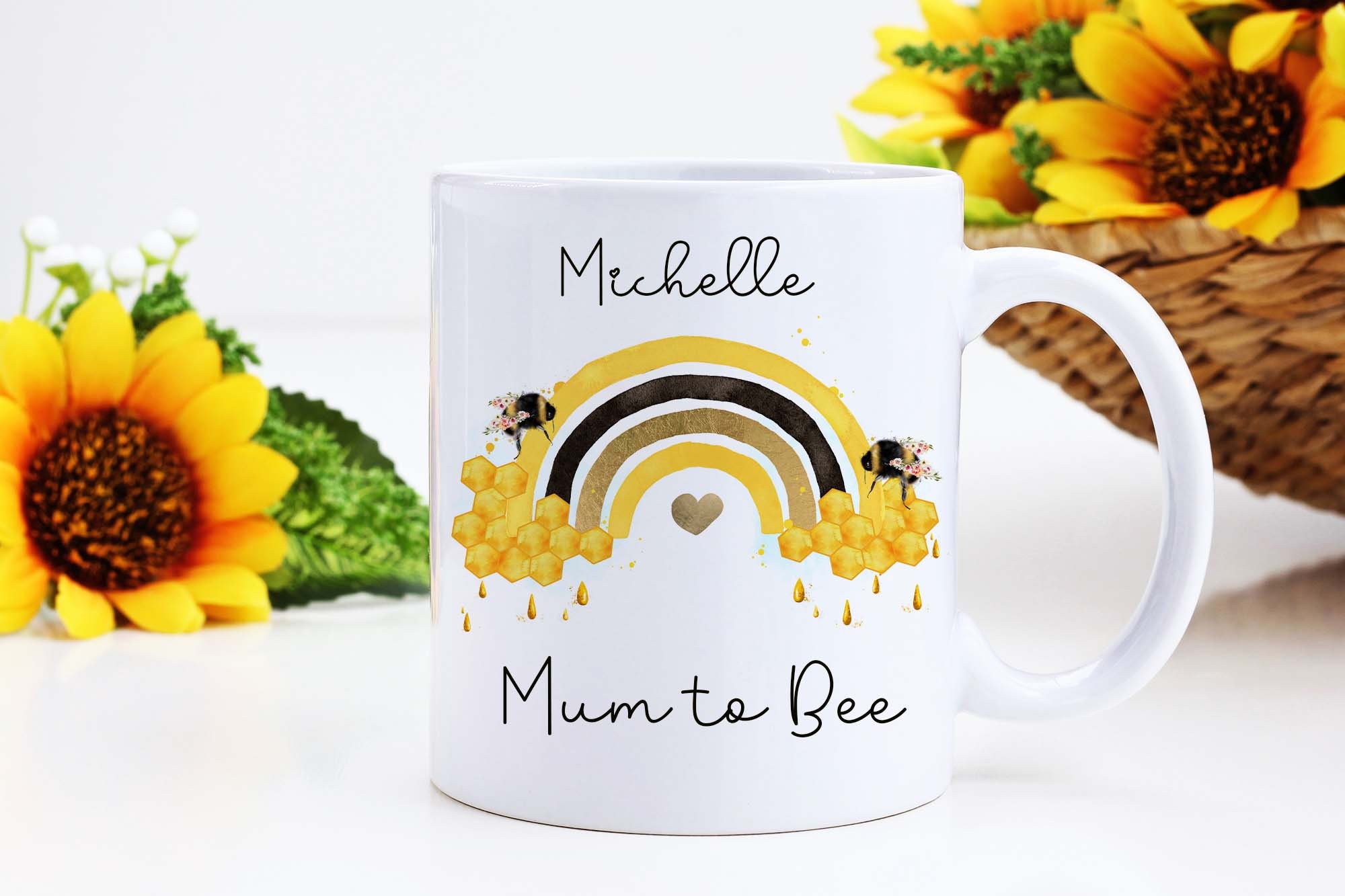 Personalised Mother's Day Bee Mug, Editable Text, Rainbow Bee Gifts ...