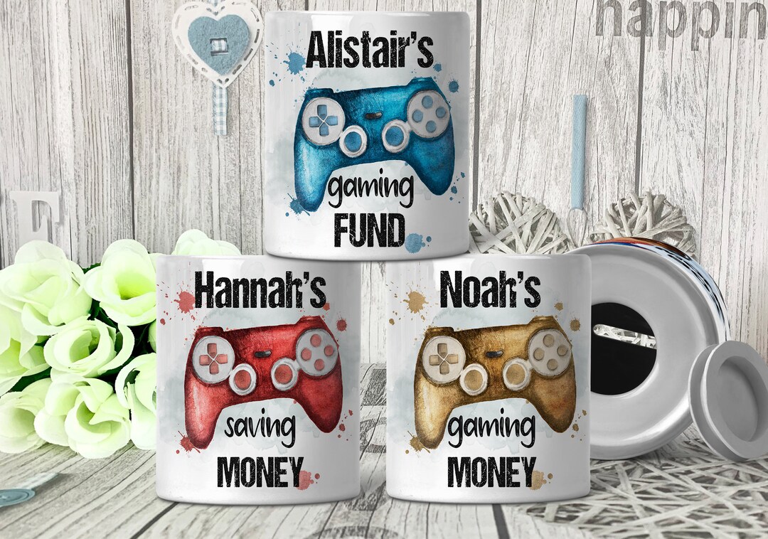Personalised Gaming Money Box, Ceramic Money Box, Gamer Gift, Piggy ...