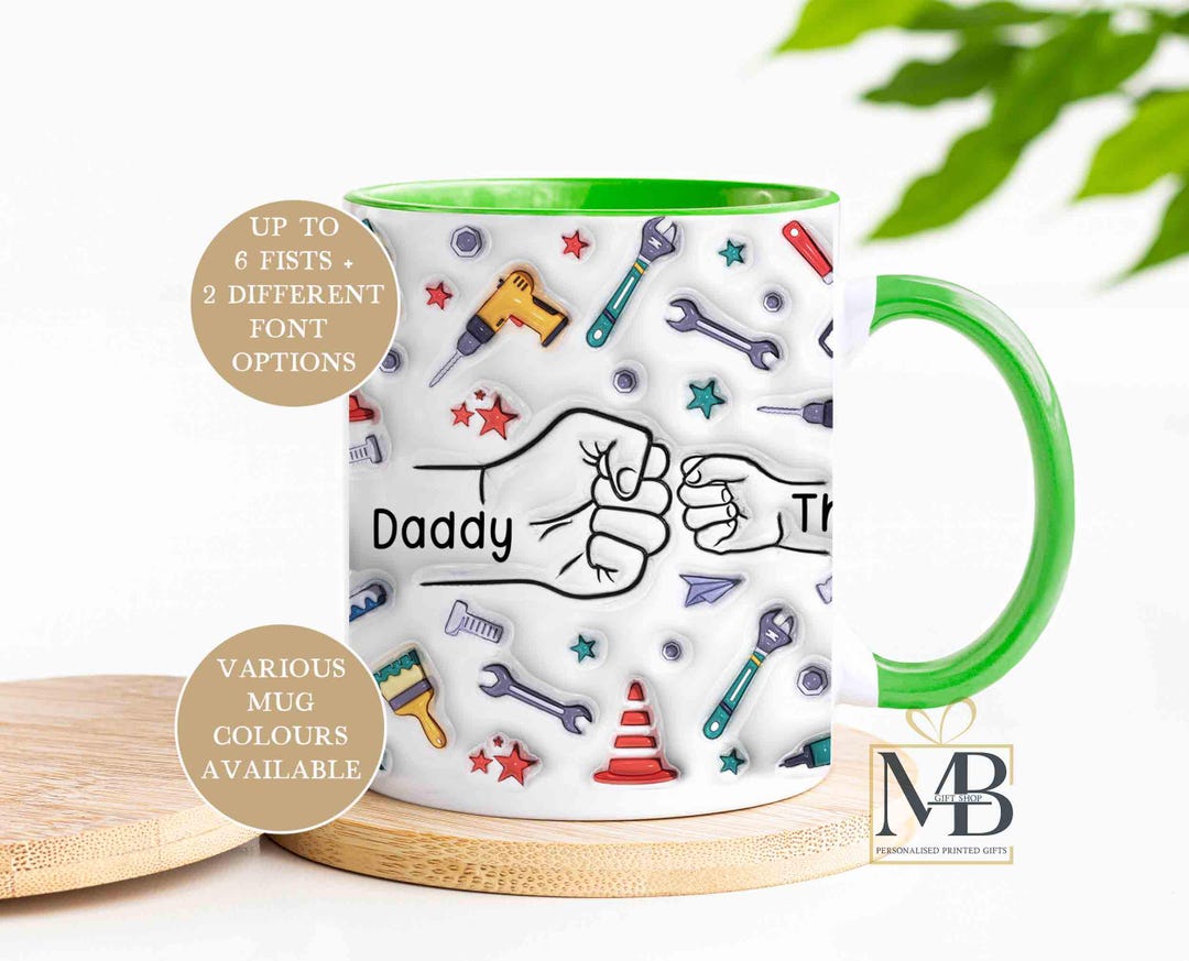 Fist Bump Tool Dad Mug, Personalised Fathers Day Gift for Handyman Dad ...
