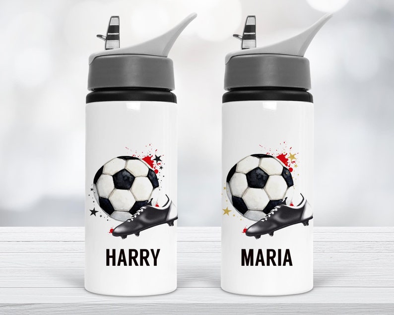 Personalised Football Bottle Aluminium Straw Water Bottle - Etsy