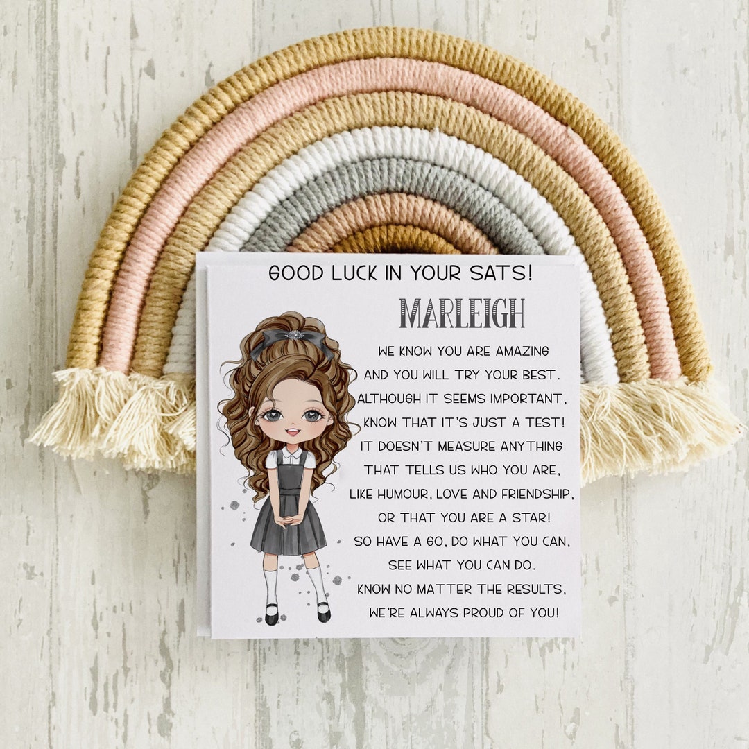 Good Luck SATS Card, Personalised Exam Cards for Kids - Etsy UK