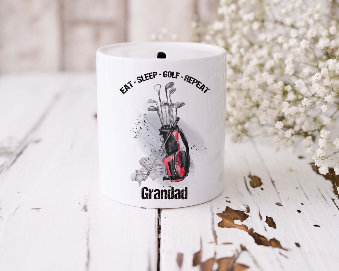 Personalised Golf Money Box, Golf Equipment Ceramic Money Box, Gift for ...
