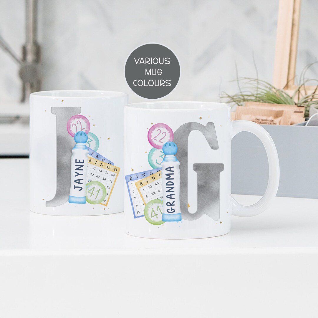 Personalised Bingo Mug, Bingo Player Alphabet Mug, Birthday Bingo Gift ...