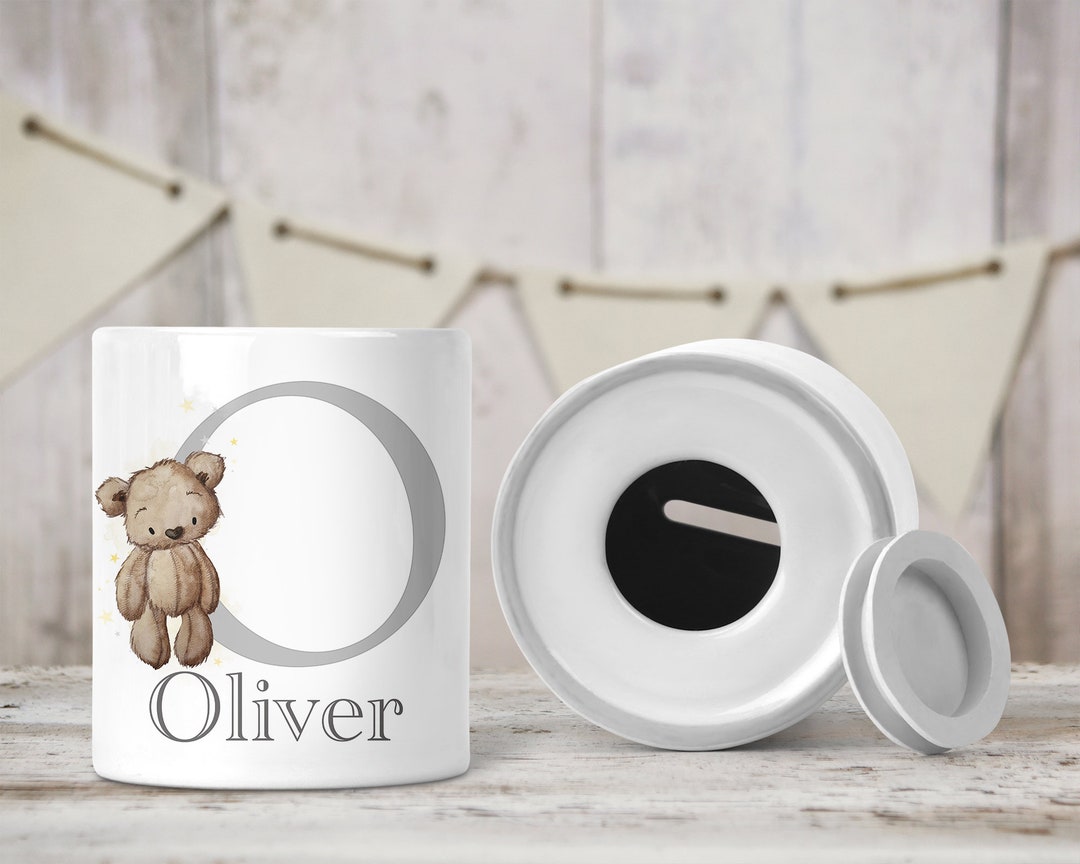 Personalised Money Box, Child Piggy Bank, Ceramic Money Box, Editable ...
