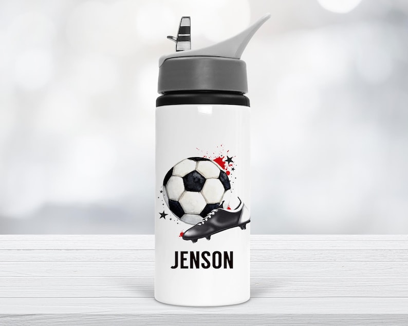 Personalised Football Bottle Aluminium Straw Water Bottle - Etsy