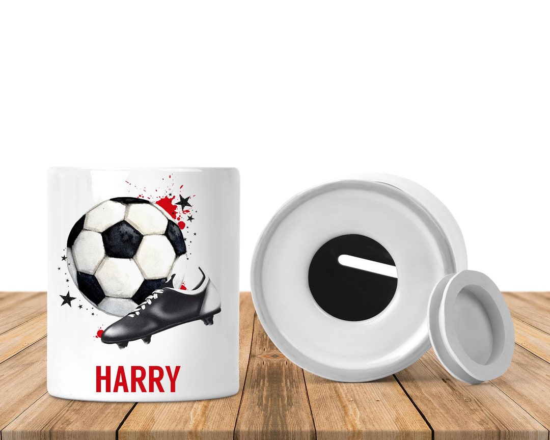 Personalised Football Money Box, Ceramic Sport Money Fund Gift, Piggy ...