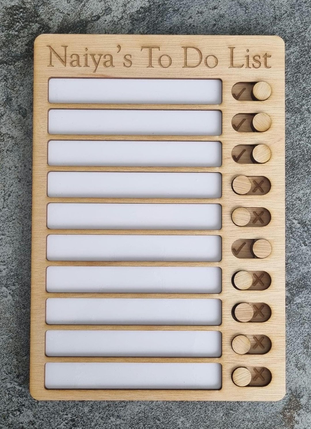 Personalised Whiteboard Wooden Kids Checklist / Routine Board / to Do ...