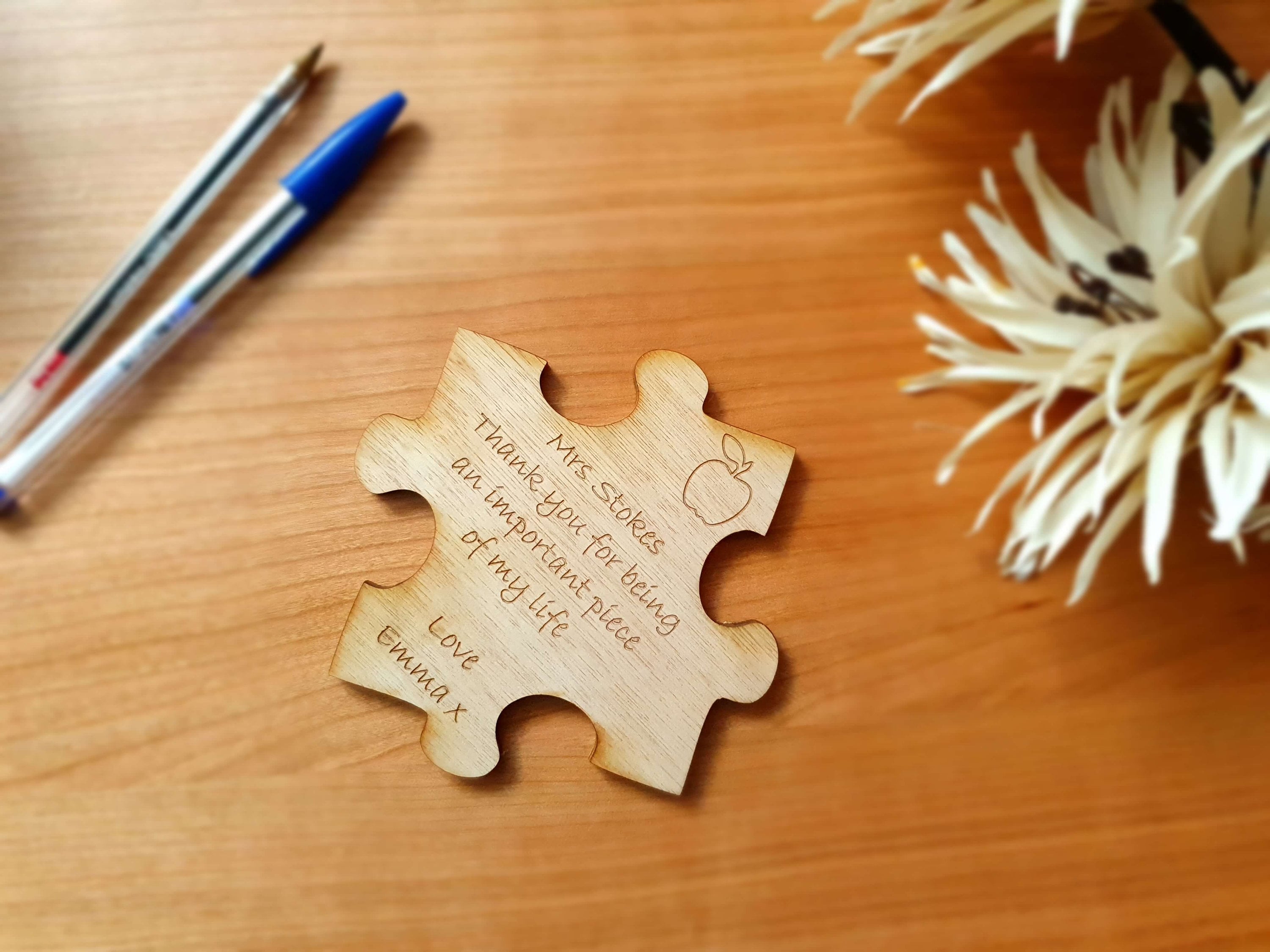 Personalised Teachers Puzzle Piece Coaster - Etsy