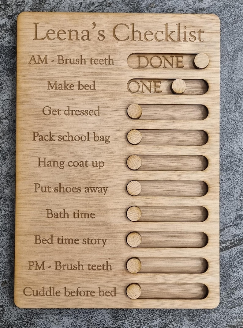 Personalised Wooden Kids Checklist / Routine Board / to Do List ...