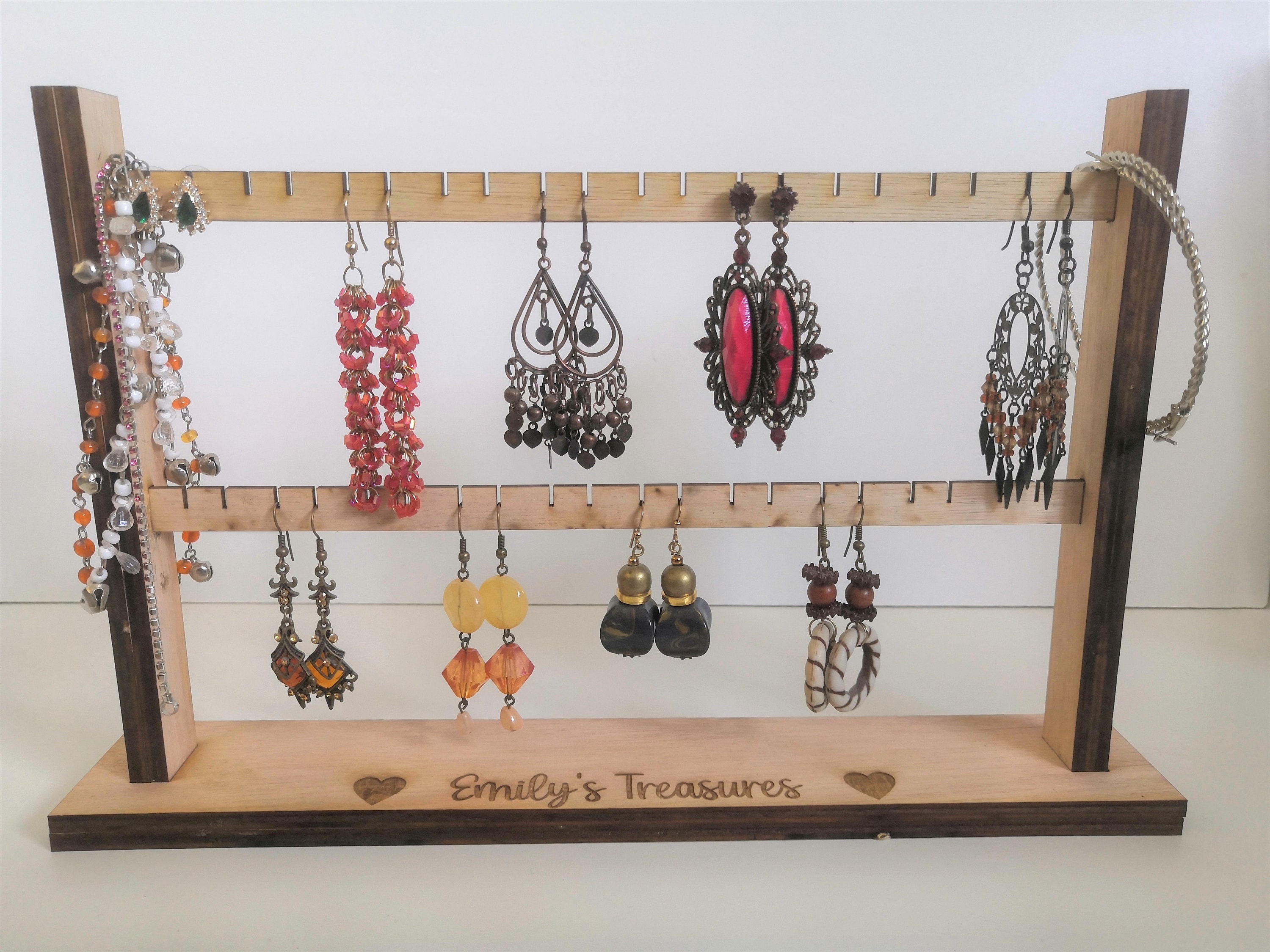 Personalised Wooden Earring Stand Holds 20 Pairs of Earrings - Etsy