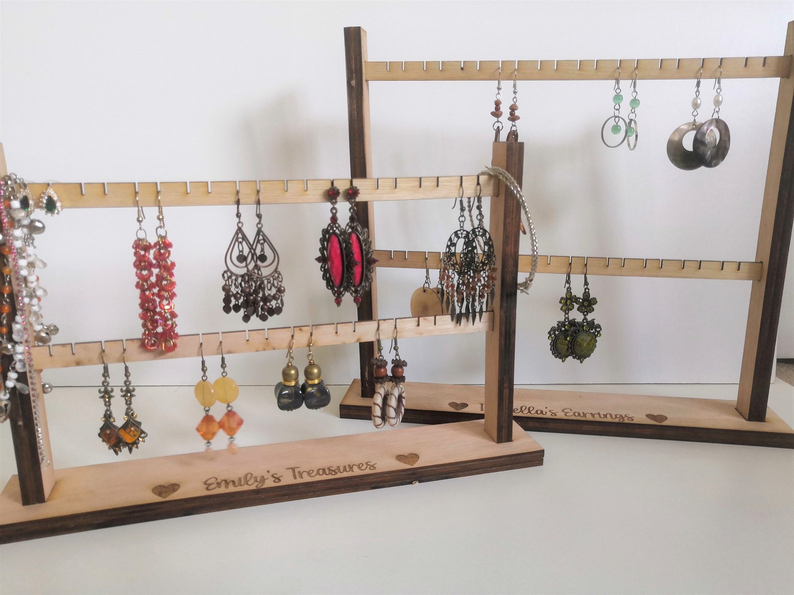 Personalised Wooden Earring Stand Holds 20 Pairs of Earrings - Etsy UK