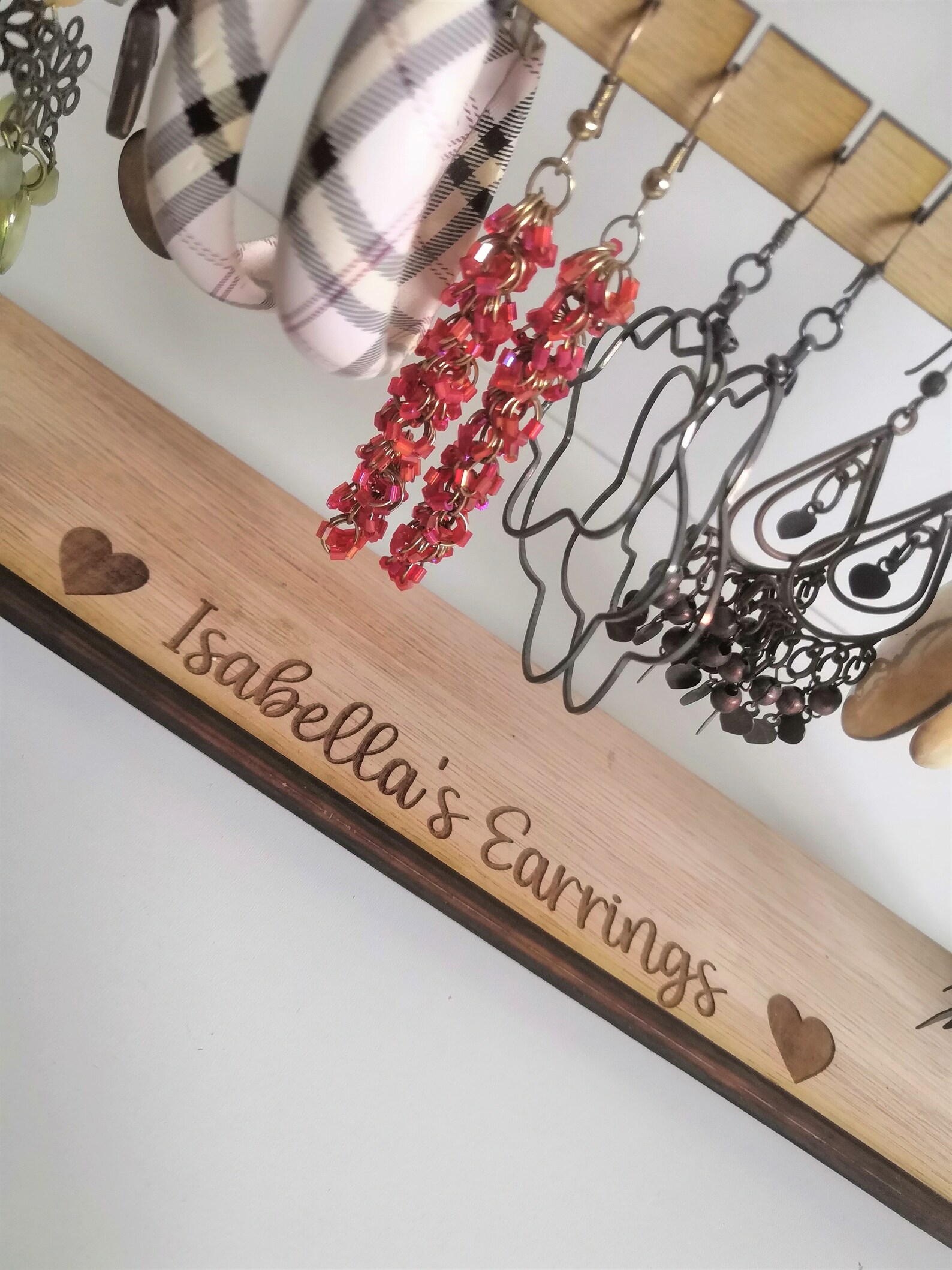 Personalised Wooden Earring Stand Holds 20 Pairs of Earrings | Etsy UK