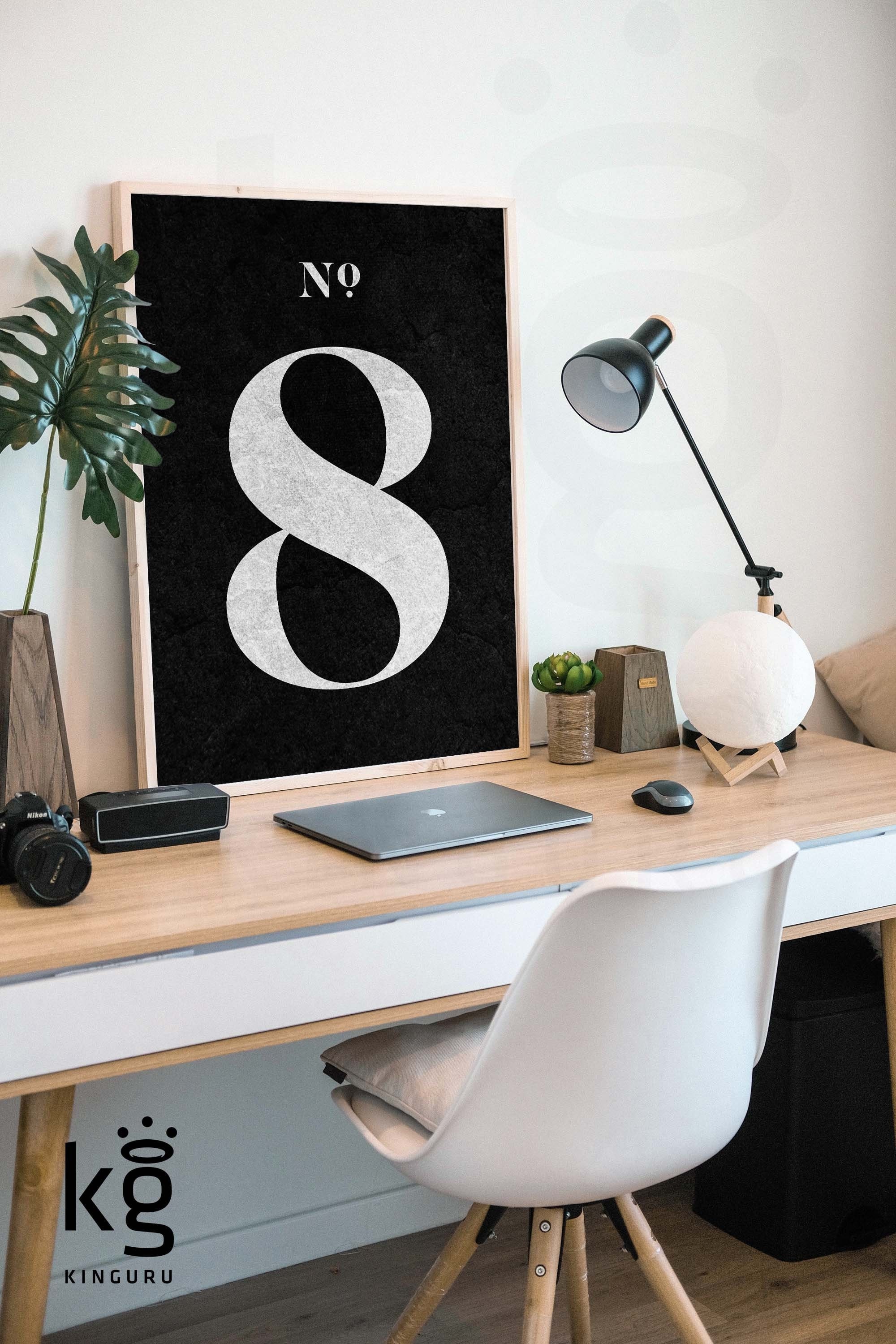Number Print. 8. EIGHT. Modern Typography. Minimalist Wall Decor. High ...