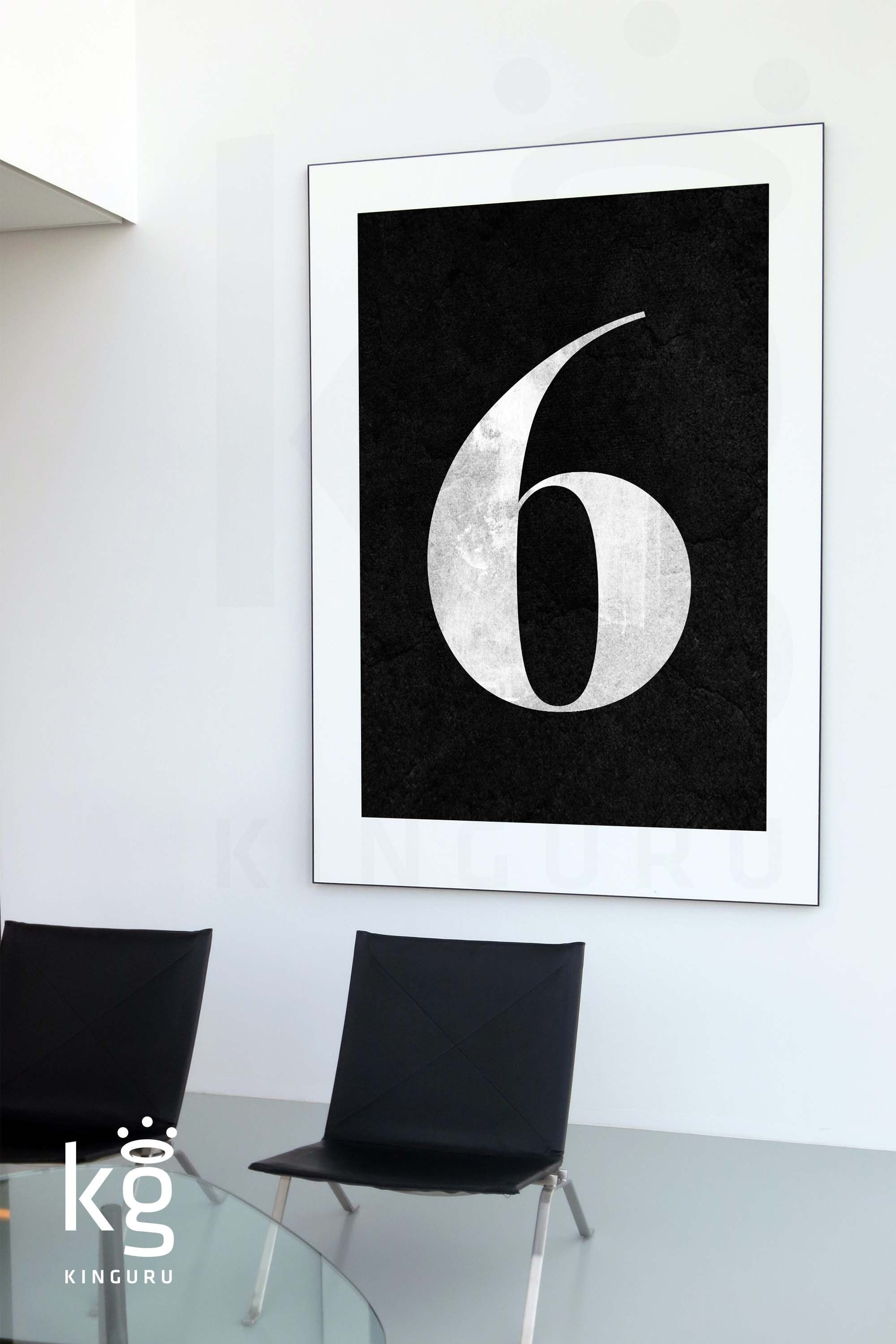 Number Print. 6. SIX. Modern Typography. Minimalist Wall Decor. High ...