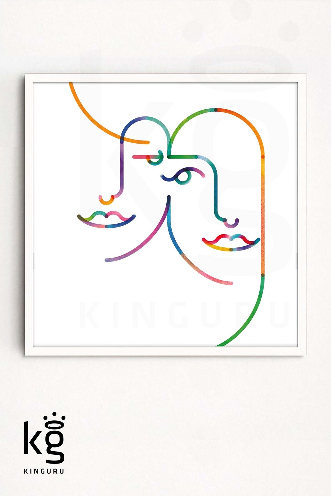 Couple Line Art Print: Abstract Faces, Love Illustration (digital ...