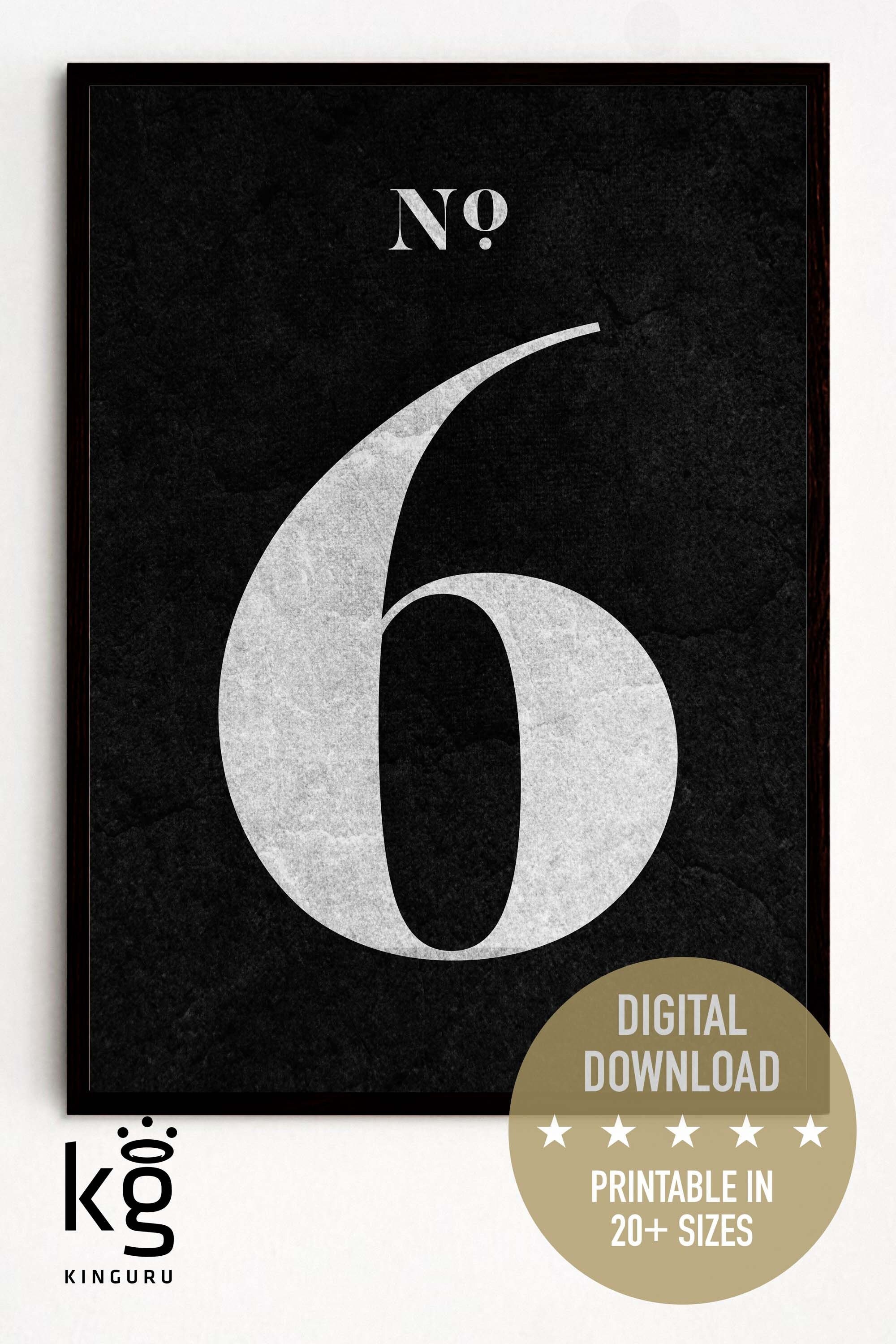 Number Print. 6. SIX. Modern Typography. Minimalist Wall Decor. High ...