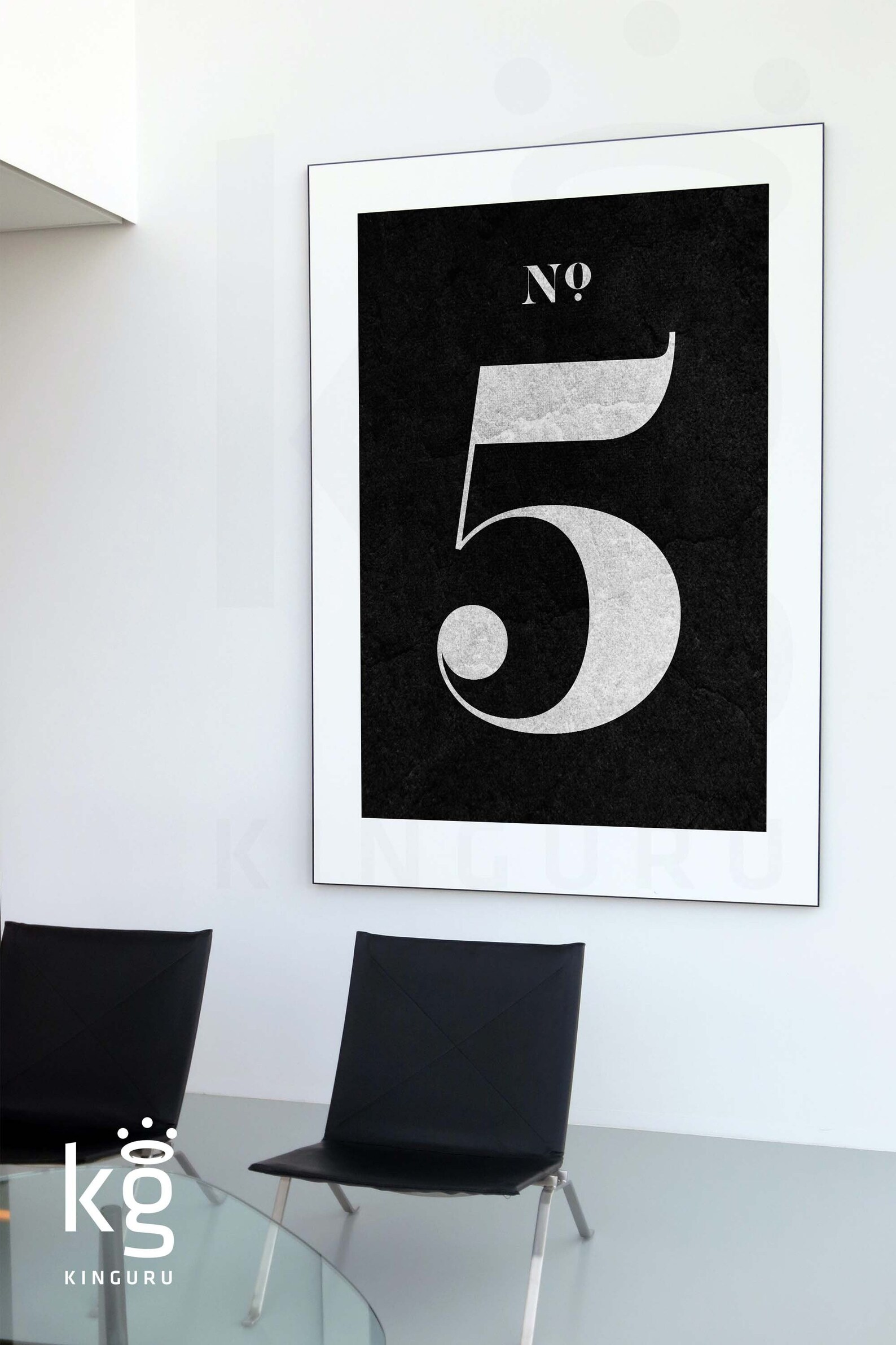 Number Print. 5. FIVE. Modern Typography. Minimalist Wall Decor. High ...