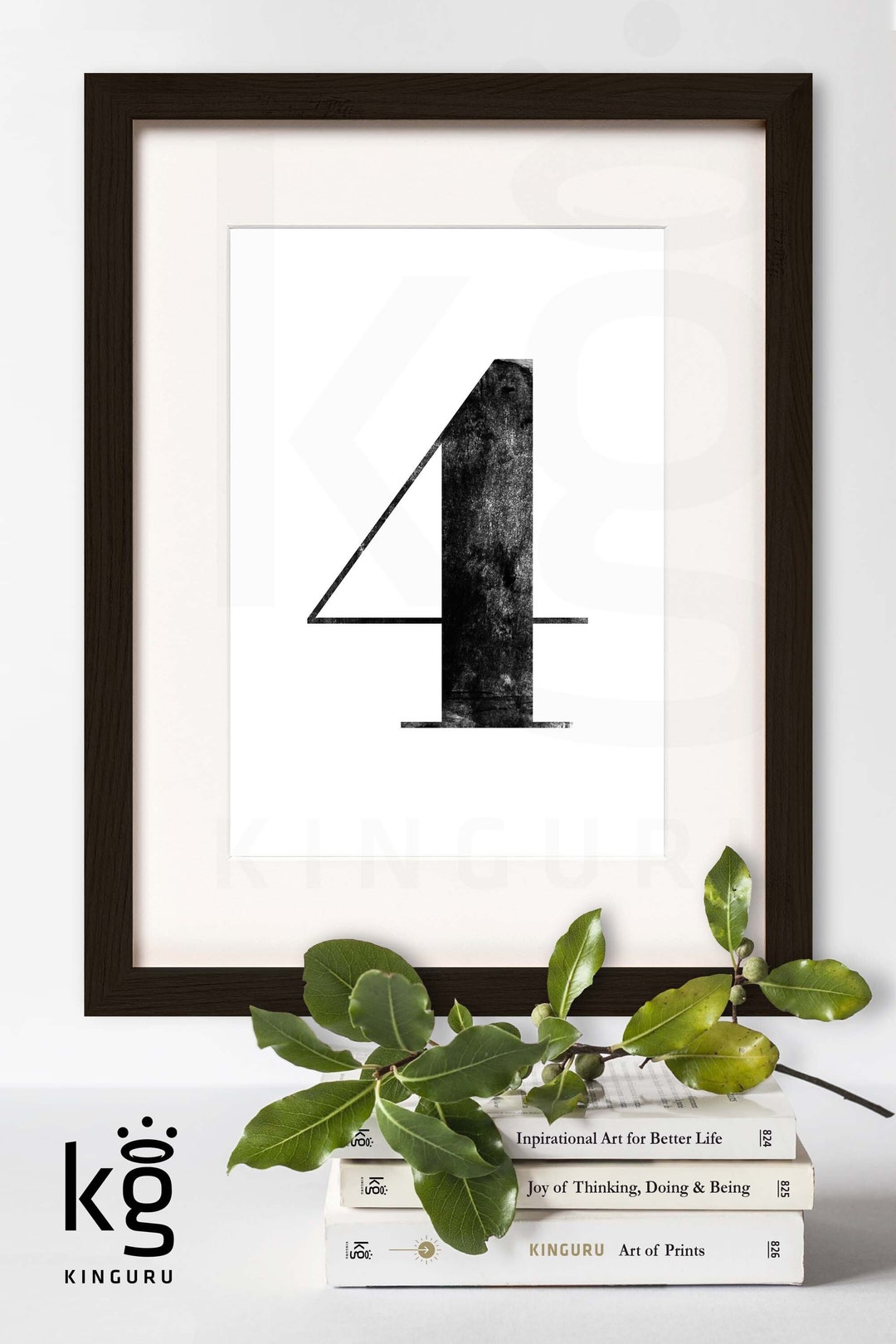 Number Print. 4. FOUR. Modern Typography. Minimalist Wall Decor. High ...