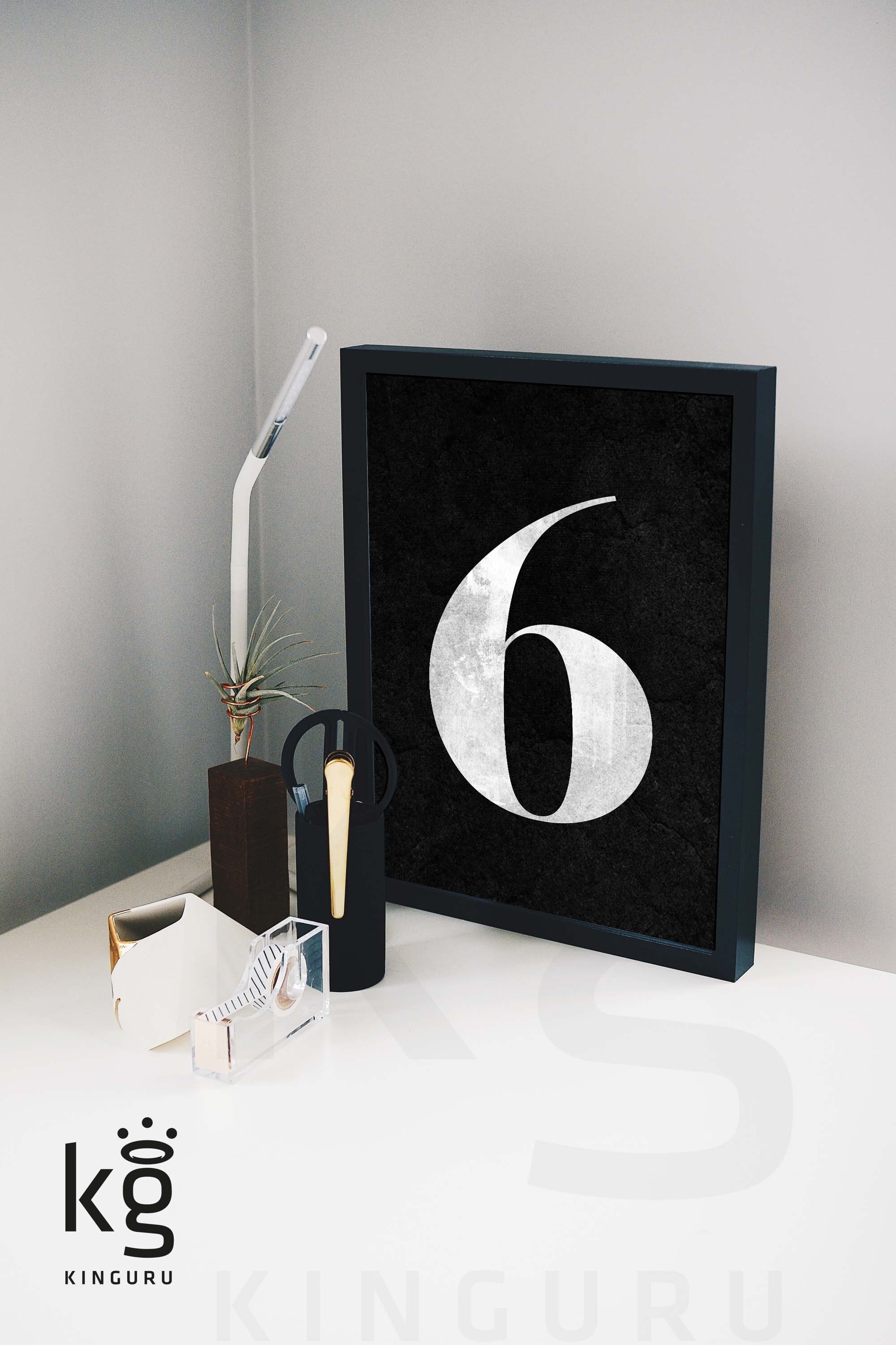 Number Print. 6. SIX. Modern Typography. Minimalist Wall Decor. High ...