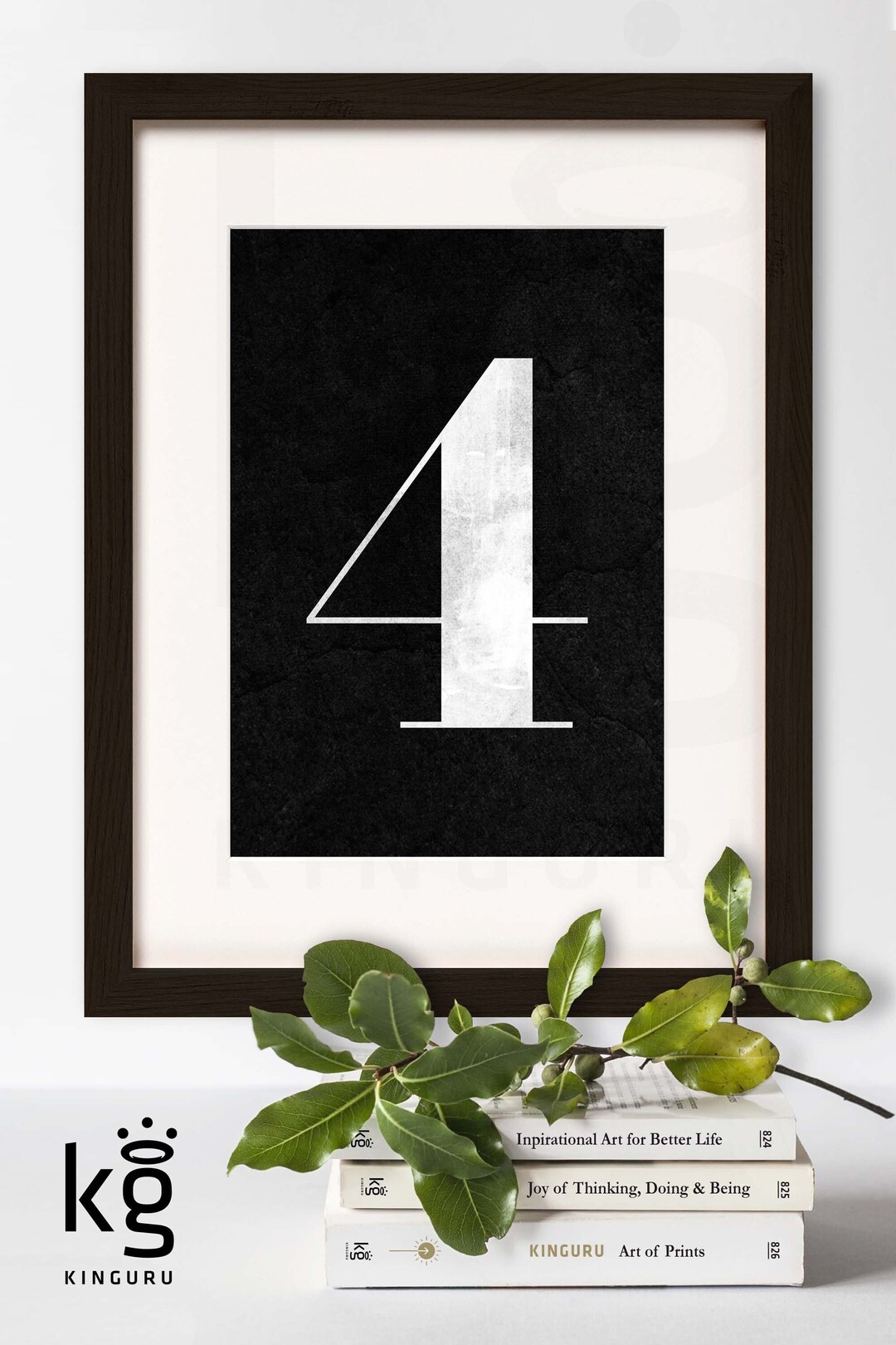 Number Print. 4. FOUR. Modern Typography. Minimalist Wall Decor. High ...