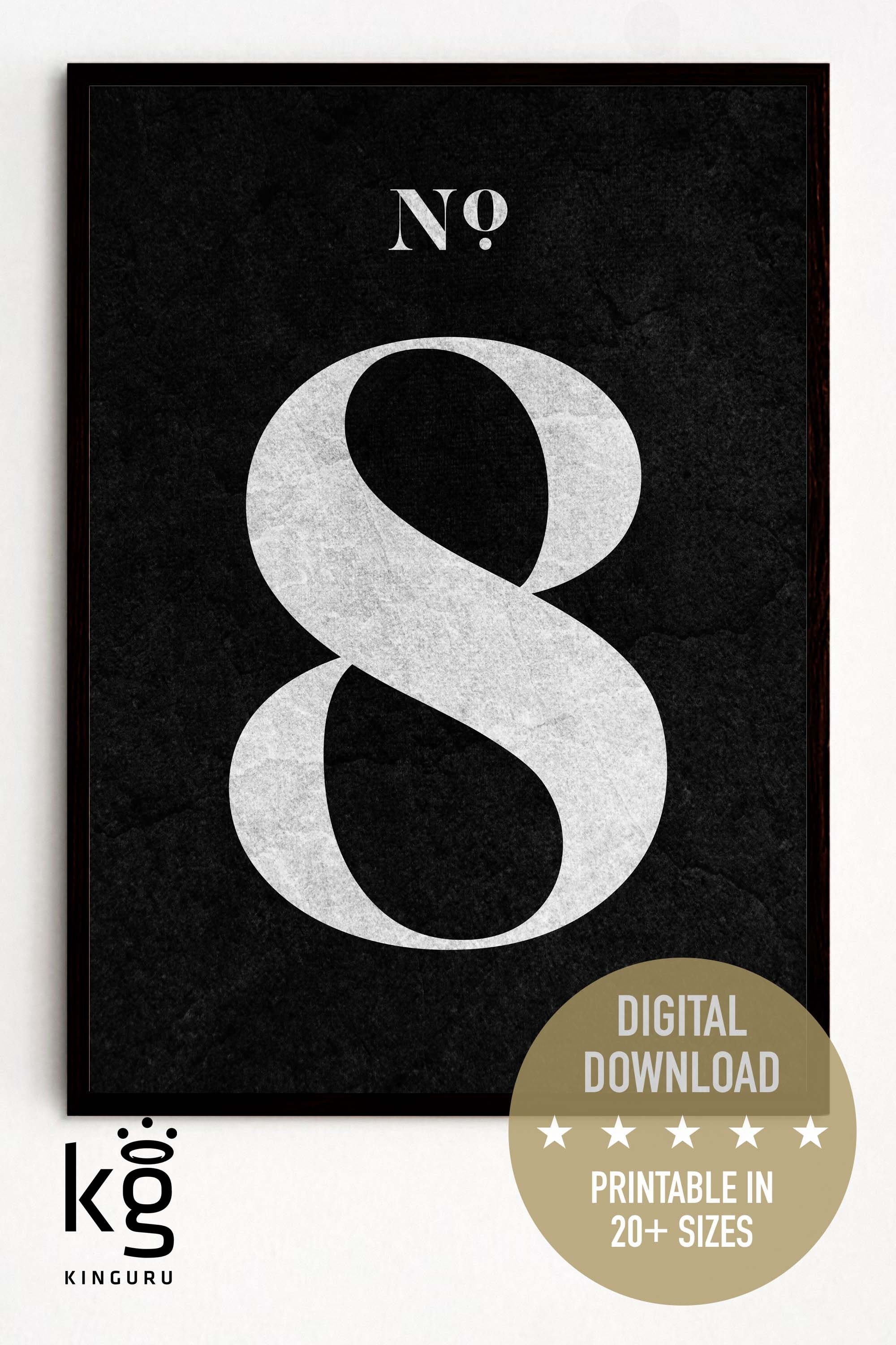 Number Print. 8. EIGHT. Modern Typography. Minimalist Wall Decor. High ...