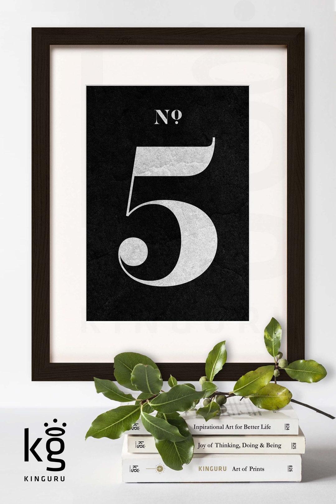 Number Print. 5. FIVE. Modern Typography. Minimalist Wall Decor. High ...