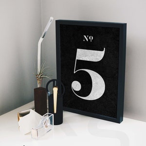 Number Print. 5. FIVE. Modern Typography. Minimalist Wall Decor. High ...
