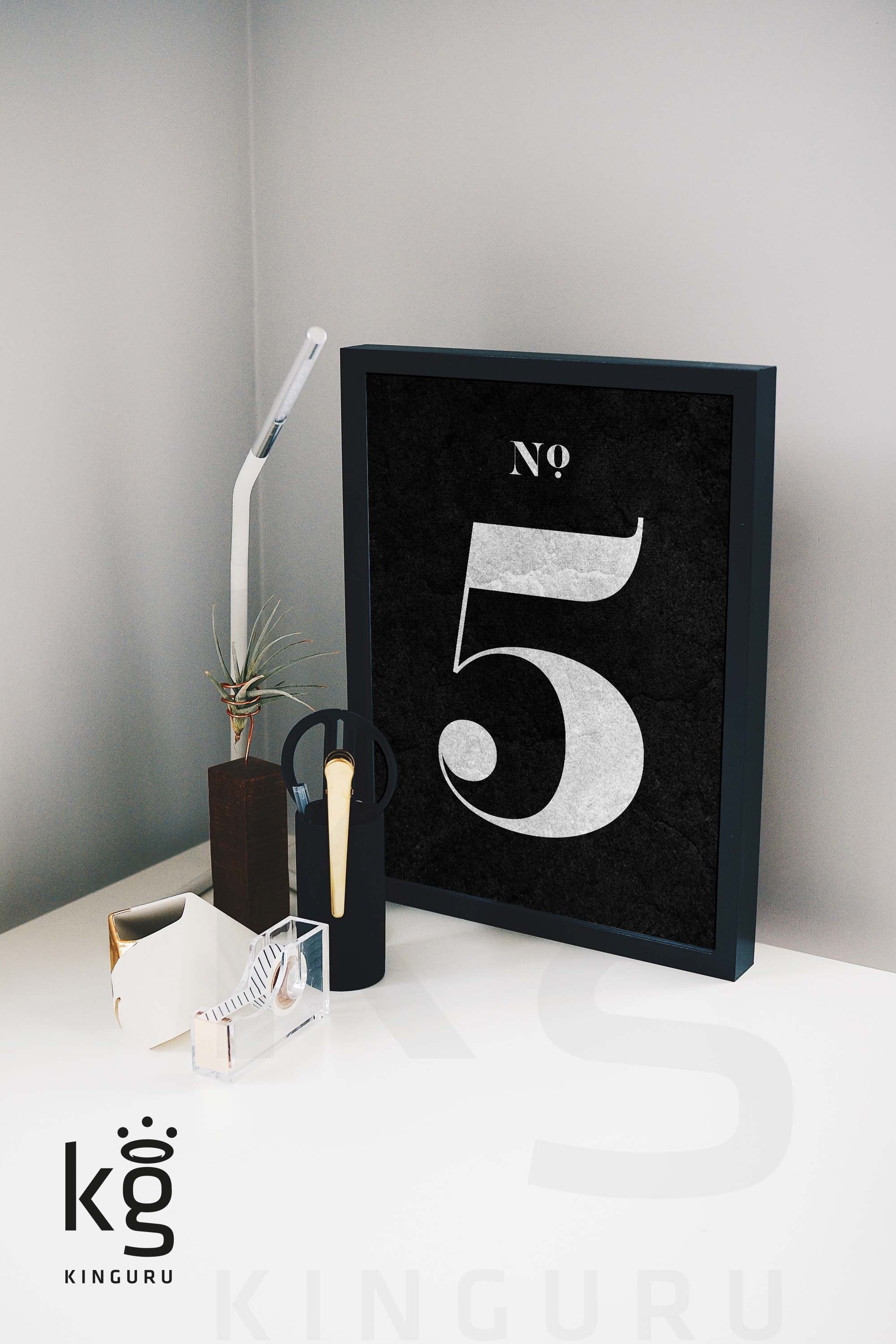 Number Print. 5. FIVE. Modern Typography. Minimalist Wall Decor. High ...